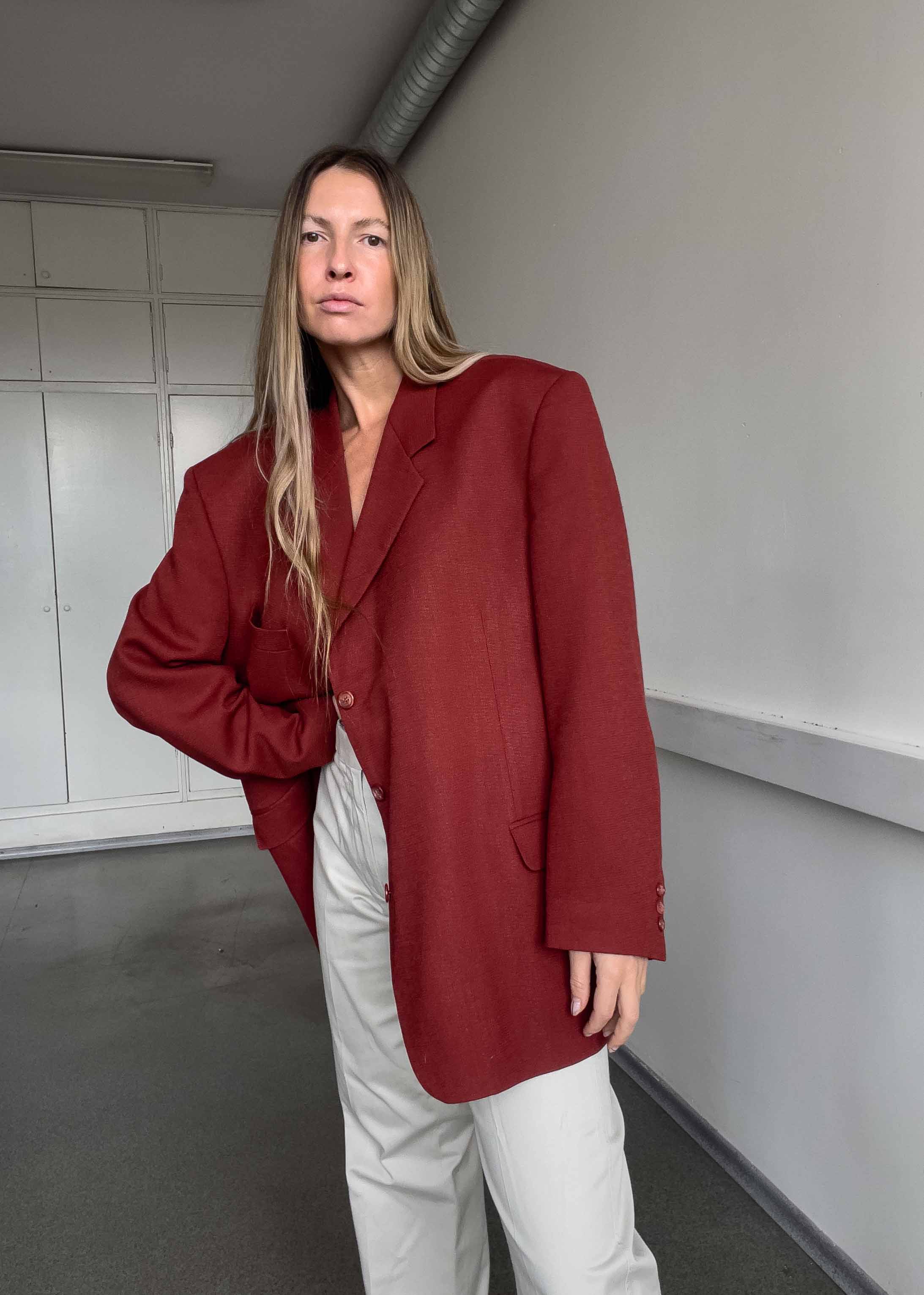 Vintage Red Oversized Blazer